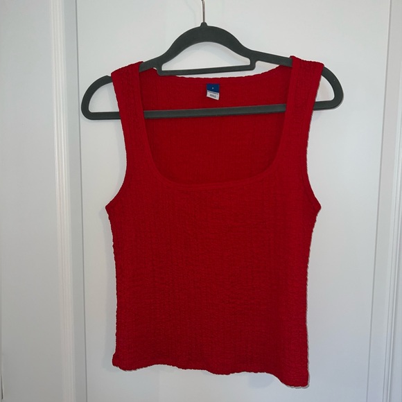Old Navy | Tops | Cherry Red Textured Tank | Poshmark